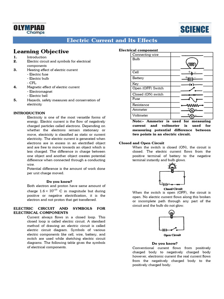 Electricity..class 7th | PDF | Electric Current | Electricity