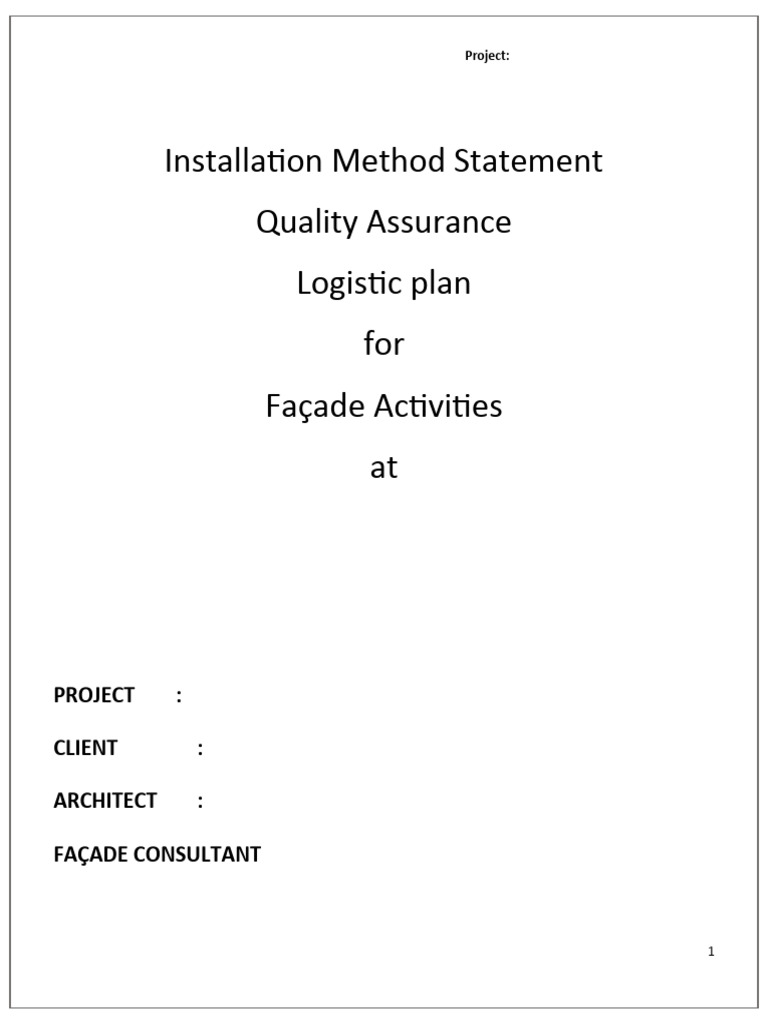 Installation Method Statement | PDF | Housekeeping | Window