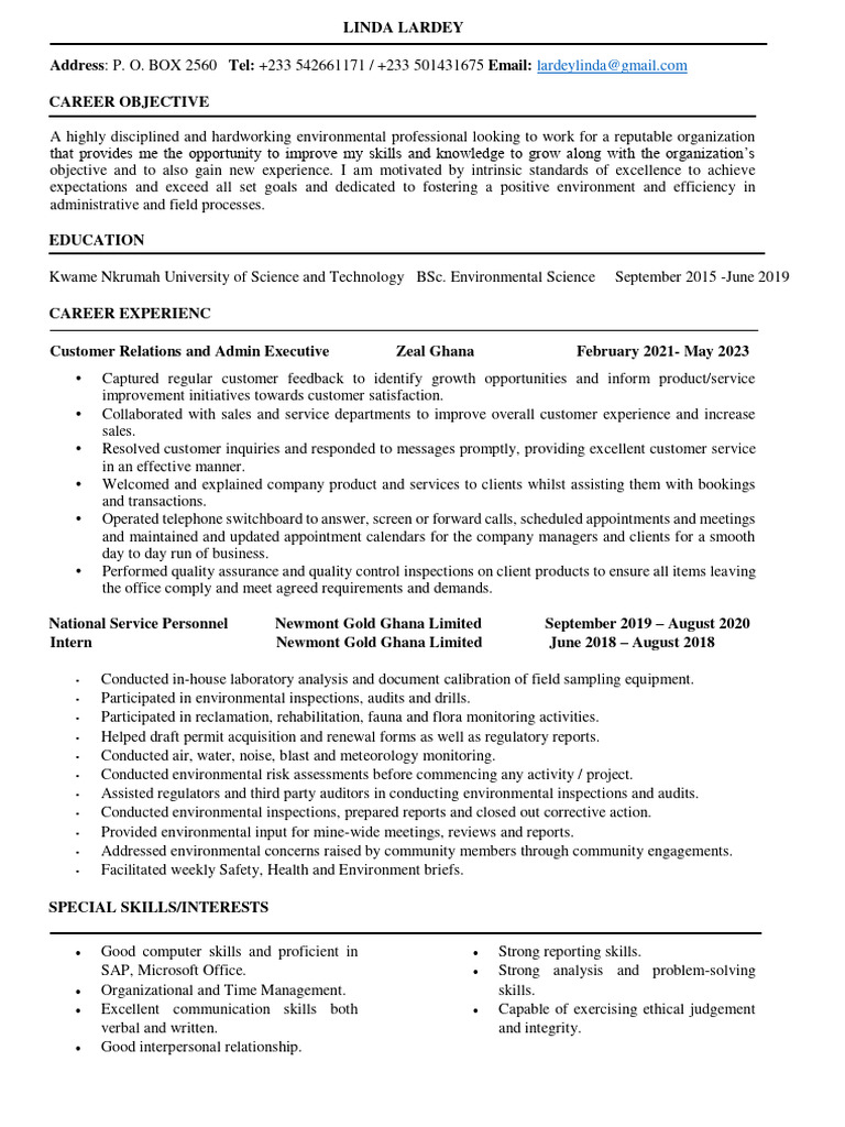 Lardey Linda Resume | Download Free PDF | Audit | Business