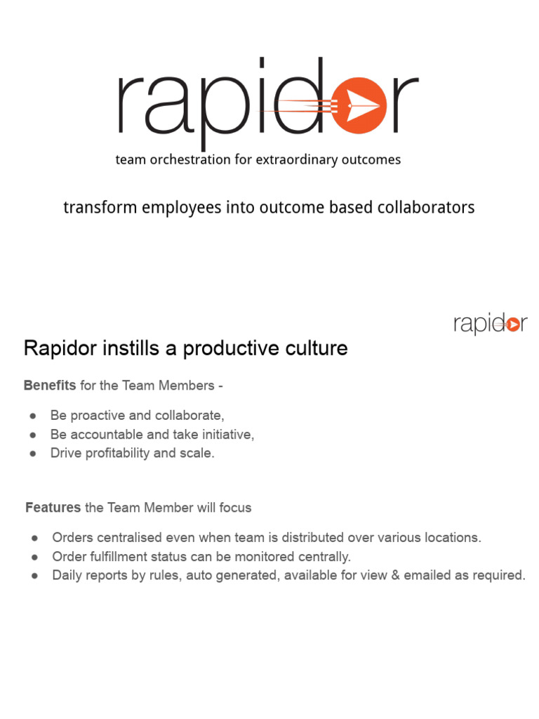 09 - Rapidor - Intelligent Sales - Centralised Management | PDF | Information | Business