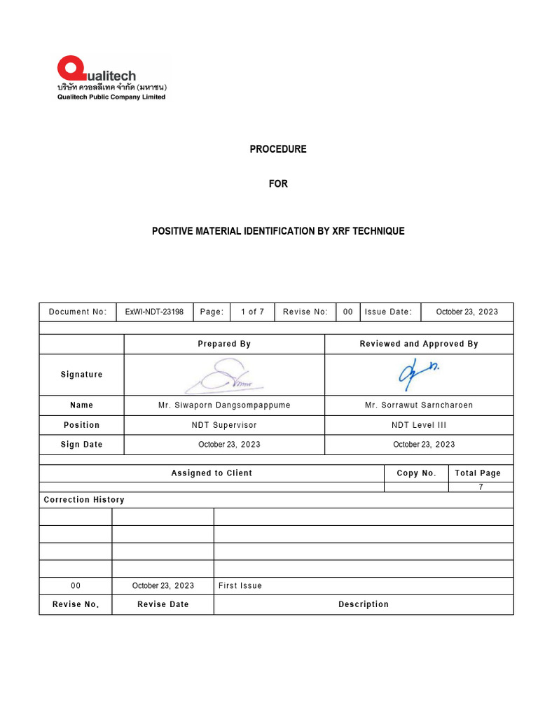 PMI - ExWI-NDT-23198 Rev. 00 | PDF | Welding | Construction