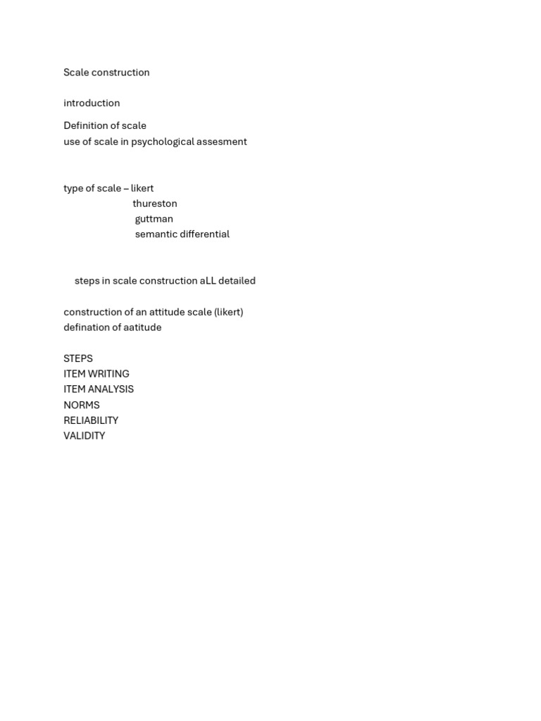 Scale Construction Introduction | PDF | Attitude (Psychology) | Likert ...