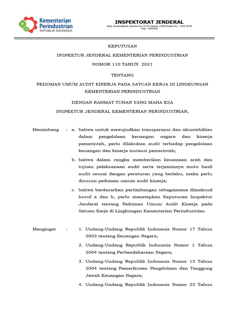 2021 Keputusan Inspektur Jenderal Nomor-110-Tahun-2021 | PDF ...