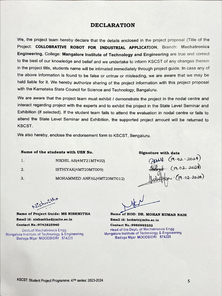 02 - COLLOBRATIVE ROBOT FOR INDUSTRIAL APPLICATION - Declaration ...