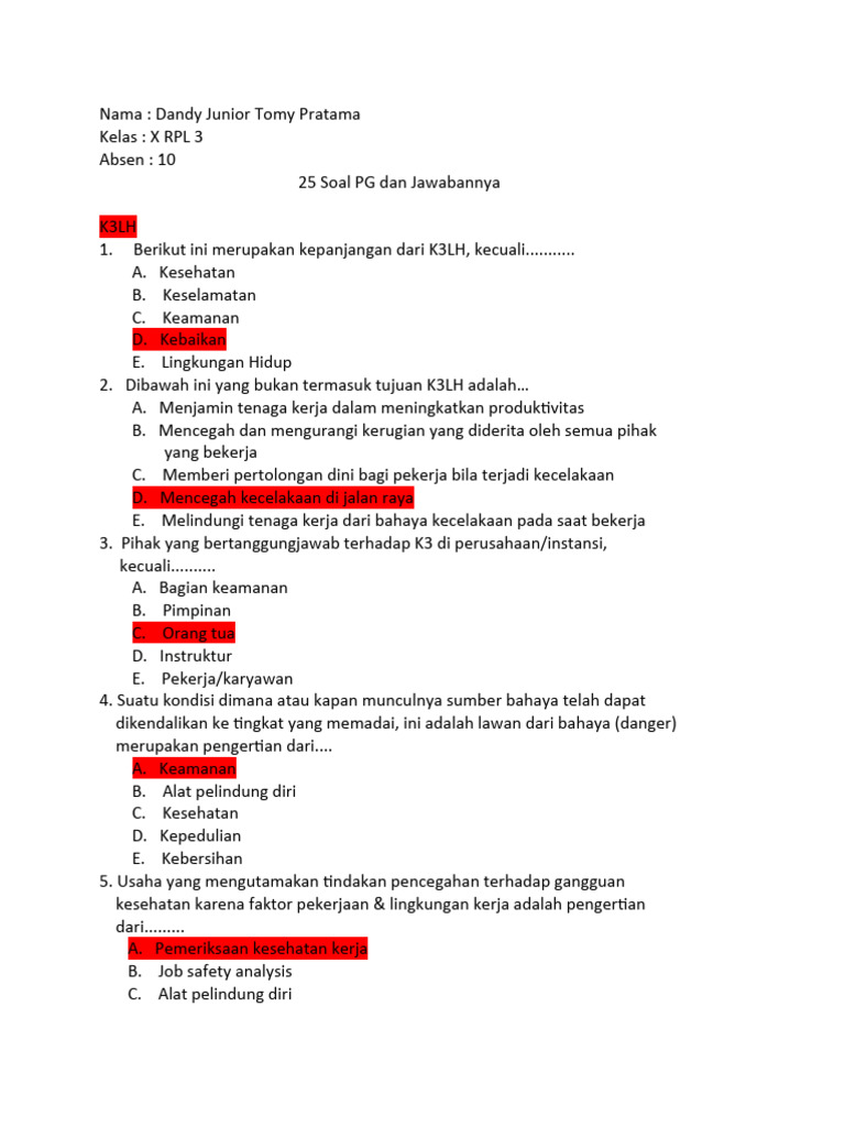 Dandy X RPL - 10 - 25 Soal Dan Jawaban KJD | PDF | Seni | Teknologi & Rekayasa