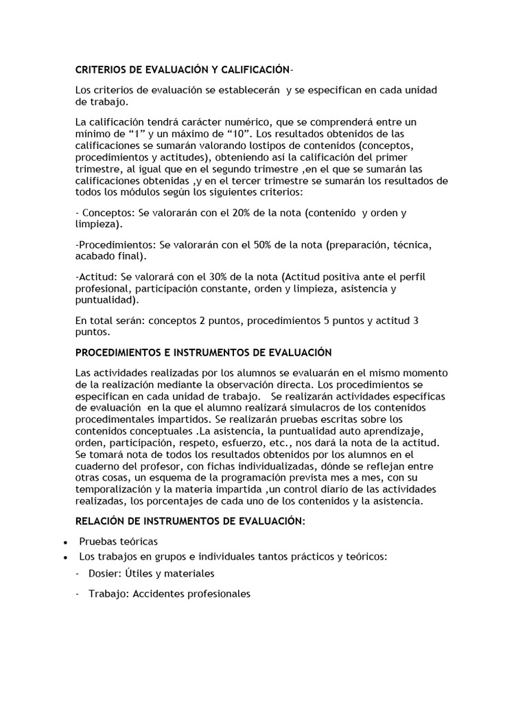 Criterio de Evaluación | PDF | Evaluación | Aprendizaje