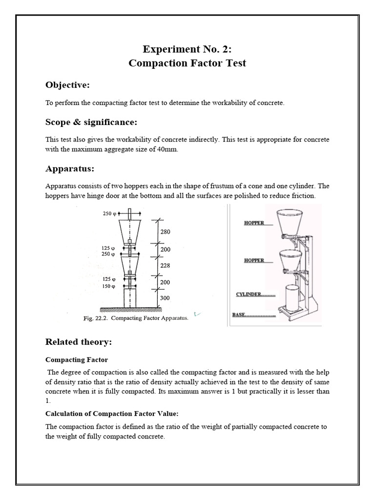 2 Compaction Factor Test | PDF | Concrete | Weight