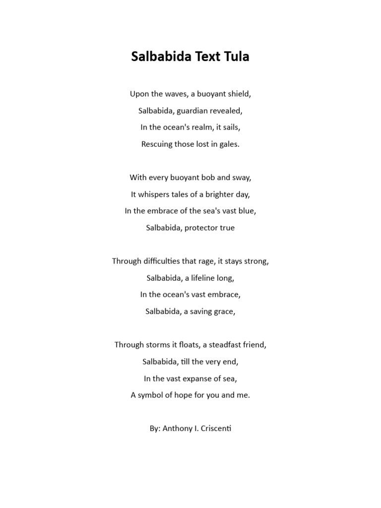 Salbabida Text Tula | PDF | Art | Religion & Spirituality