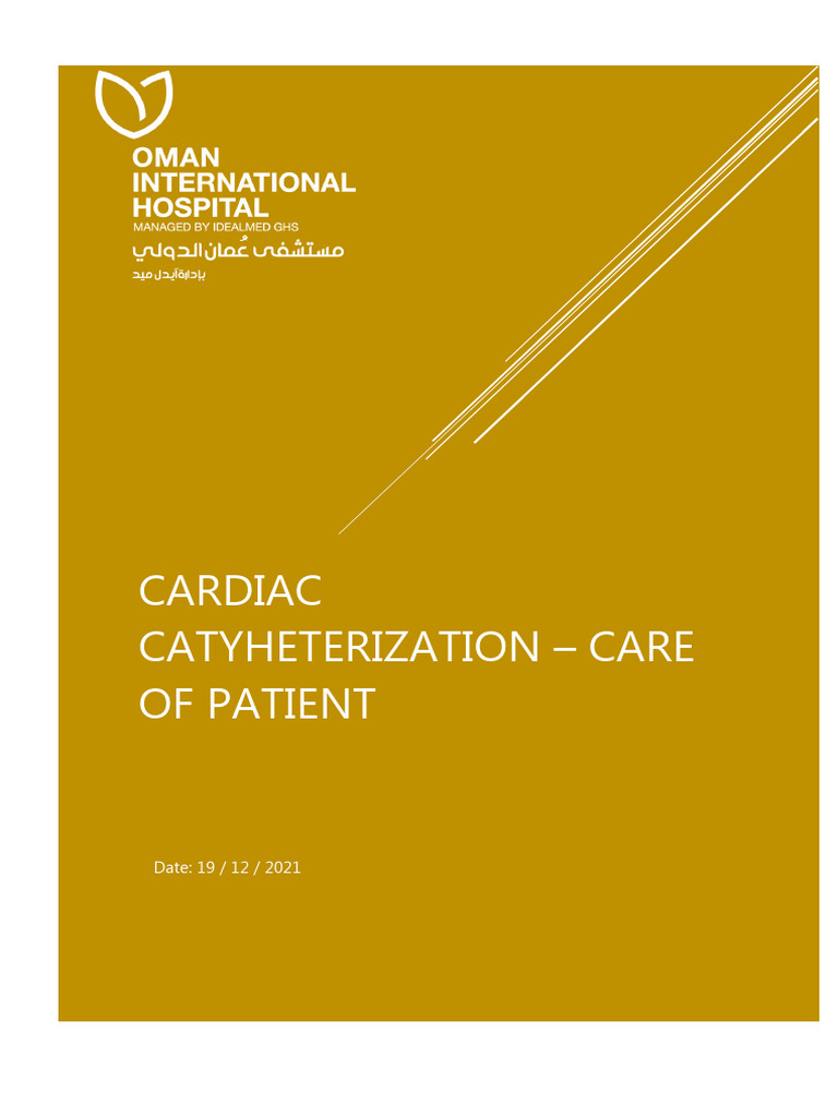 Guidelines For Cardiac Catheterization - Care of Patient RV JB | PDF ...