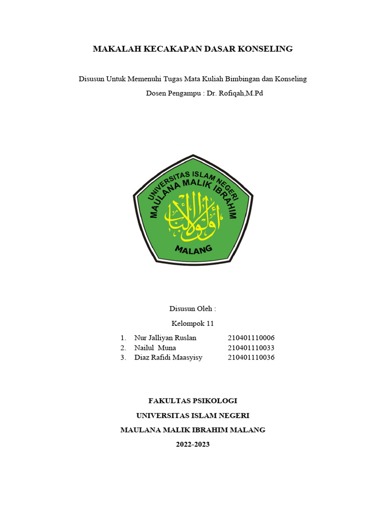 Makalah Kecakapan Dasar Konseling Kelompok 7 | PDF