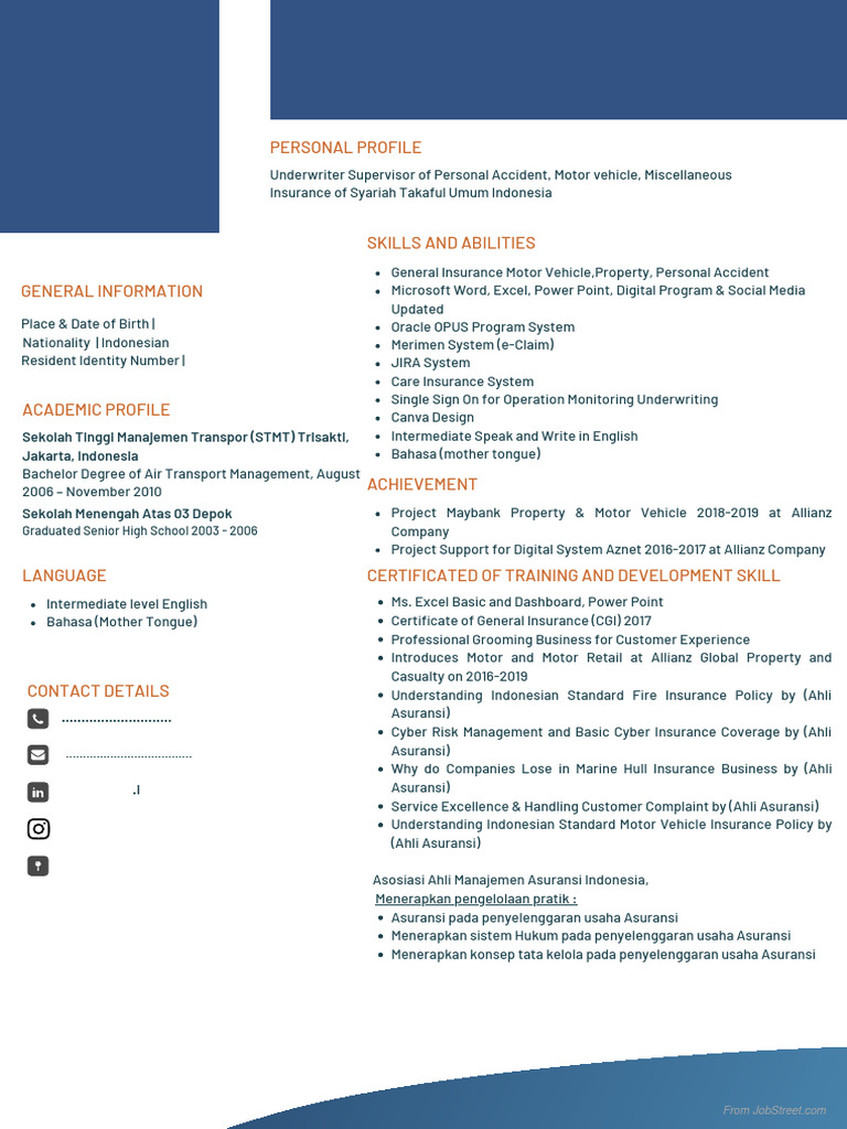 Contoh CV | PDF | Insurance | Underwriting