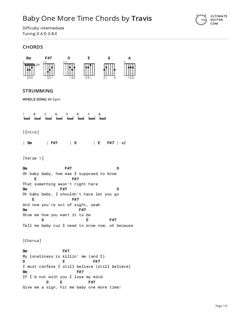 Baby One More Time Chords | PDF | Song Structure | Musical Forms