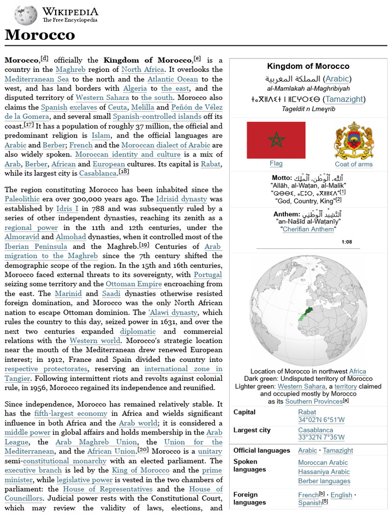 morocco | PDF | Morocco | Western Sahara