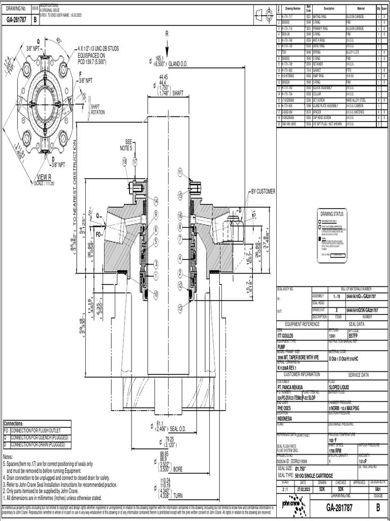 Drawing Mech Seal | PDF | Pressure | Stainless Steel
