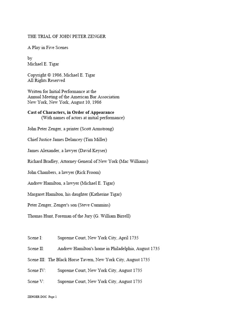 Zenger Trial | PDF | Defamation | Public Law