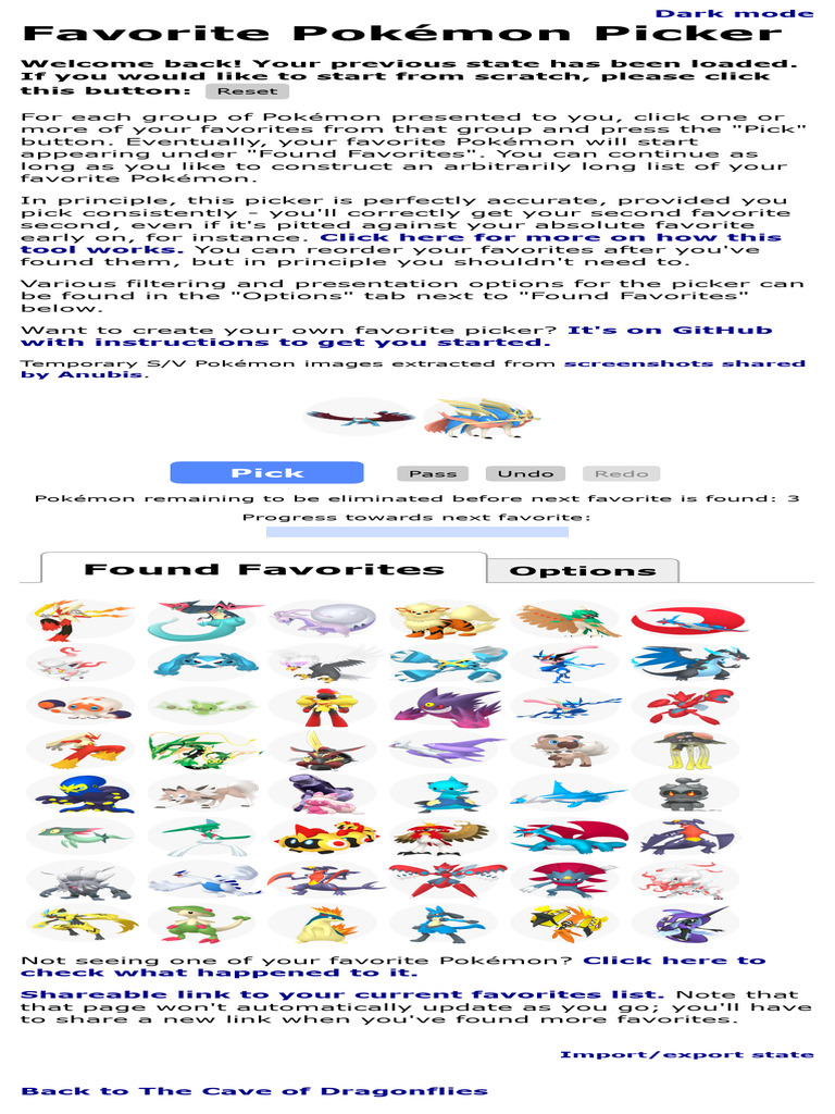 Favorite Pokémon Picker | PDF