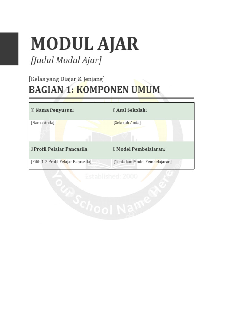 01 - Format Modul Ajar | PDF