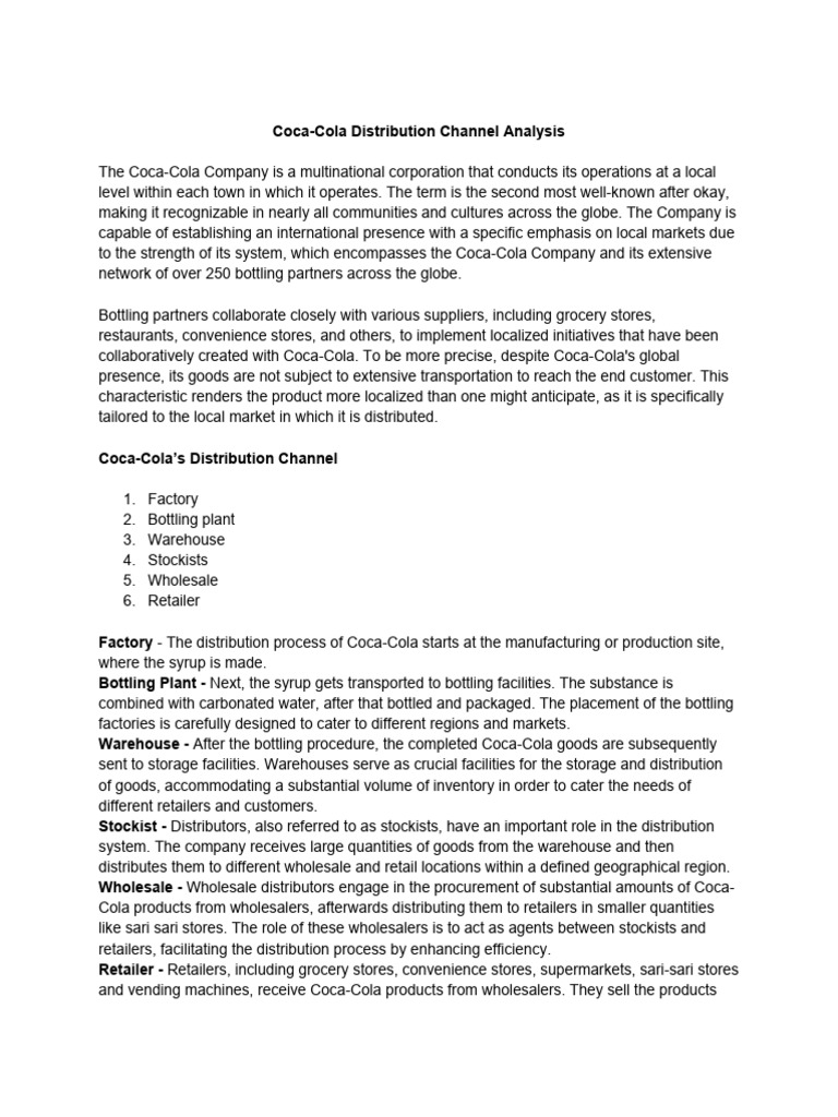 Casestudy Bsbamm2a Coca Cola Pdf Retail Warehouse