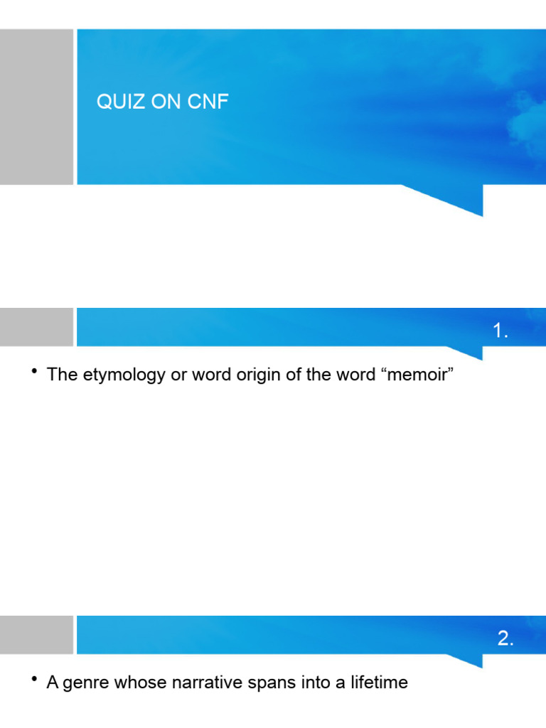CNF Quiz | PDF | Memoir