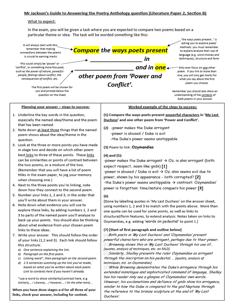 Anthology Comparison Guide | PDF | Poetry