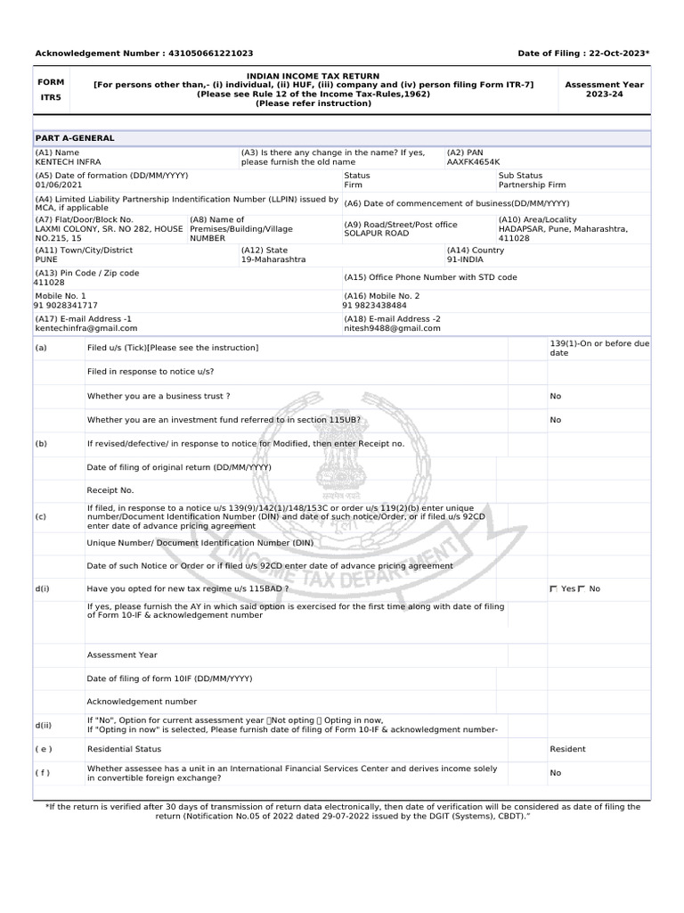 Form - PDF - ITR FY 22-23 | PDF | Payments | Expense