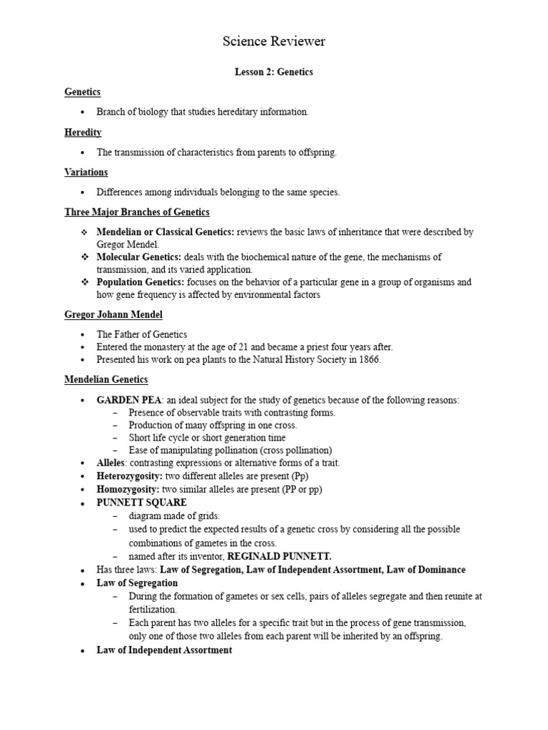 Genetics Reviewer Incomplete Pdf Heredity Dominance Genetics