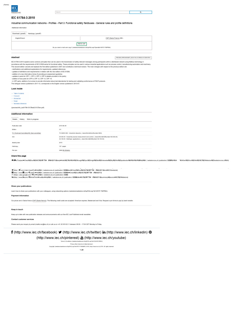 IEC 61784-3 - 2010 - IEC Webstore | PDF | Computing