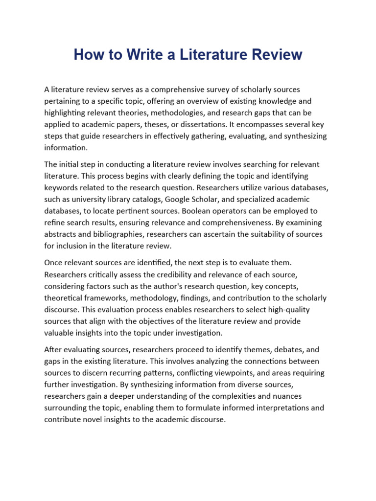 Writing a Literature Review Guide | PDF | Literature Review | Methodology
