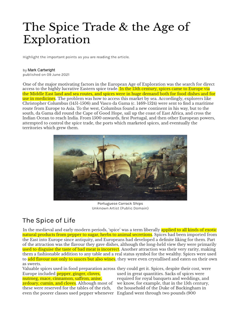 Spice Trade: Drivers of Exploration | PDF | Trade