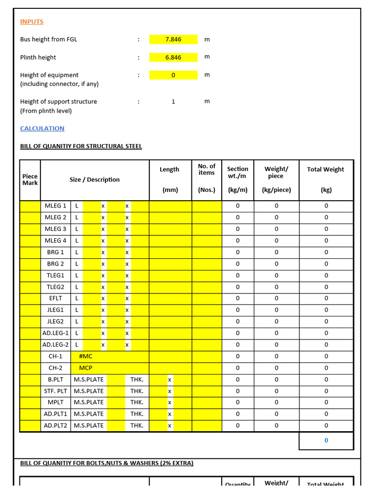 BOQ-for-Steel-Structures-xlsx | PDF