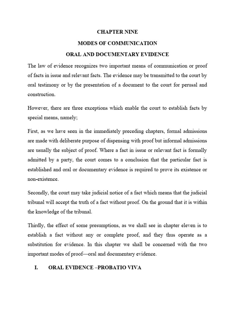 Evidence Notes-Chap. 9 | PDF | Evidence (Law) | Hearsay