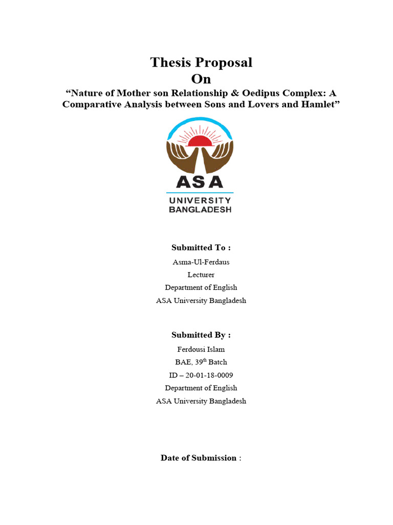 Thesis Proposal-Mother Son Relationship | PDF | Psychoanalysis | Oedipus Complex