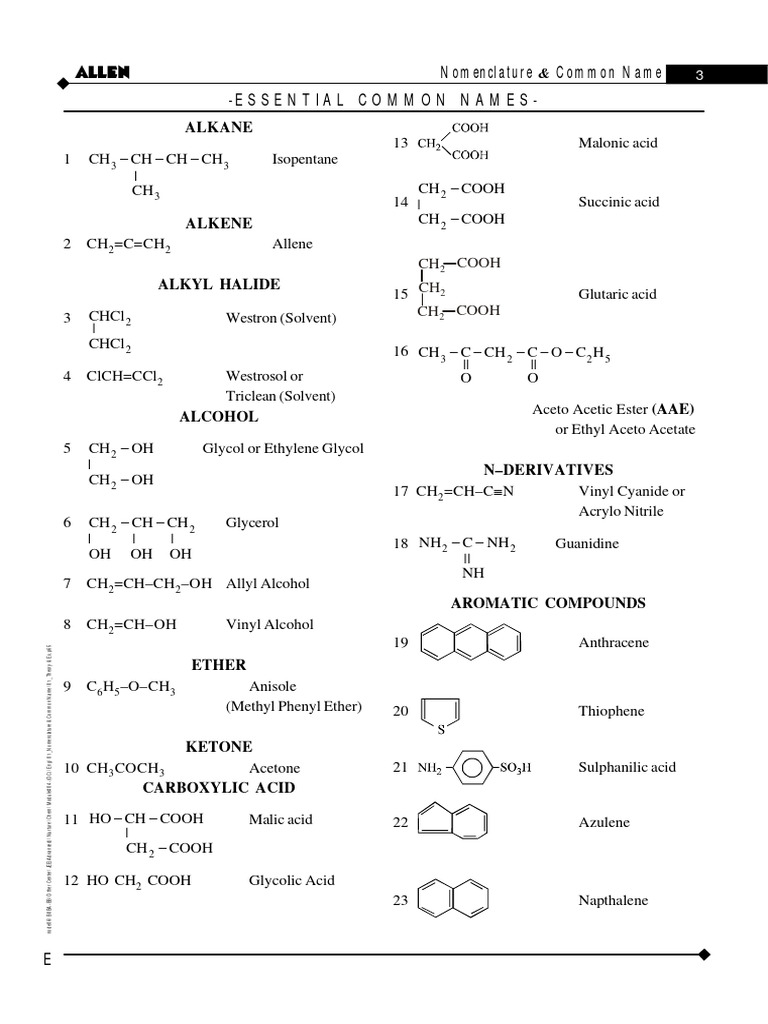 Common Names | PDF | Carboxylic Acid | Ether