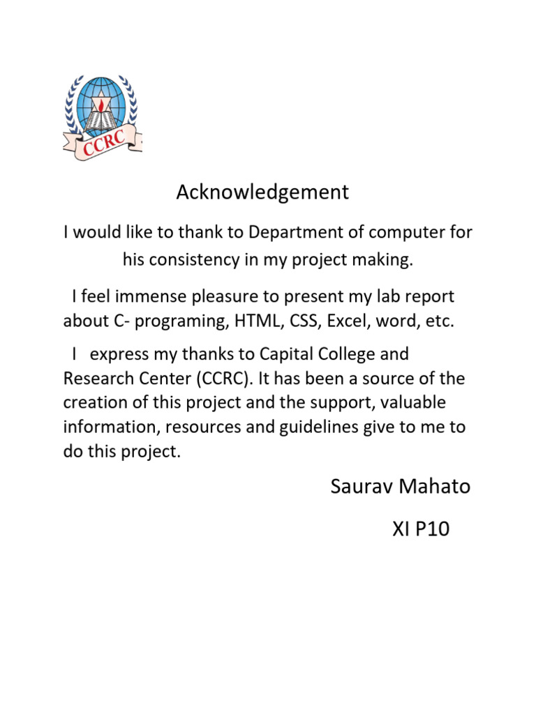 Proposal For Acknowledgement | PDF | Art | Computers