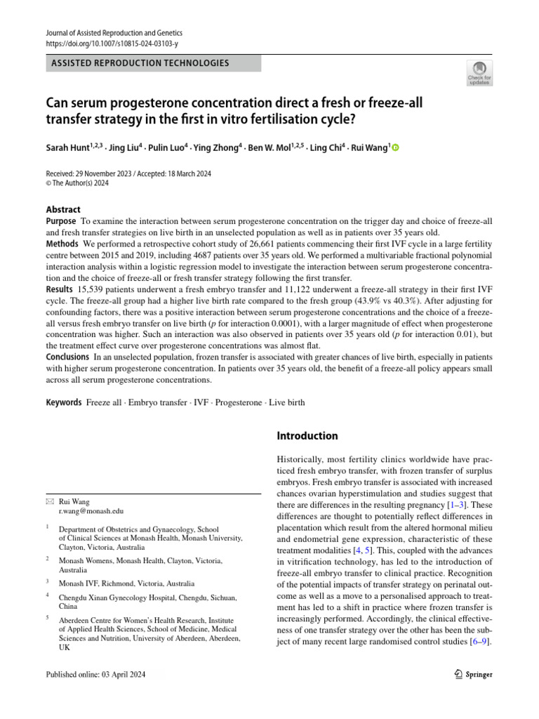 Can Serum Progesterone Concentration Direct A Fres | PDF | In Vitro ...