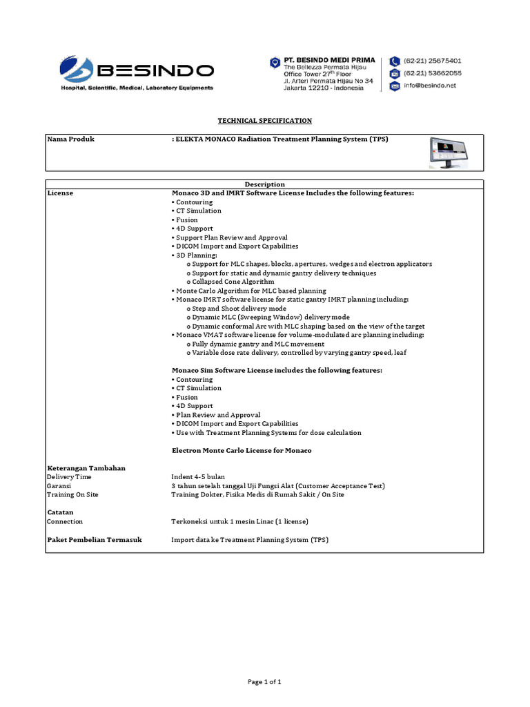 Elekta Monaco TPS Features and Licensing | PDF | Radiation Therapy ...