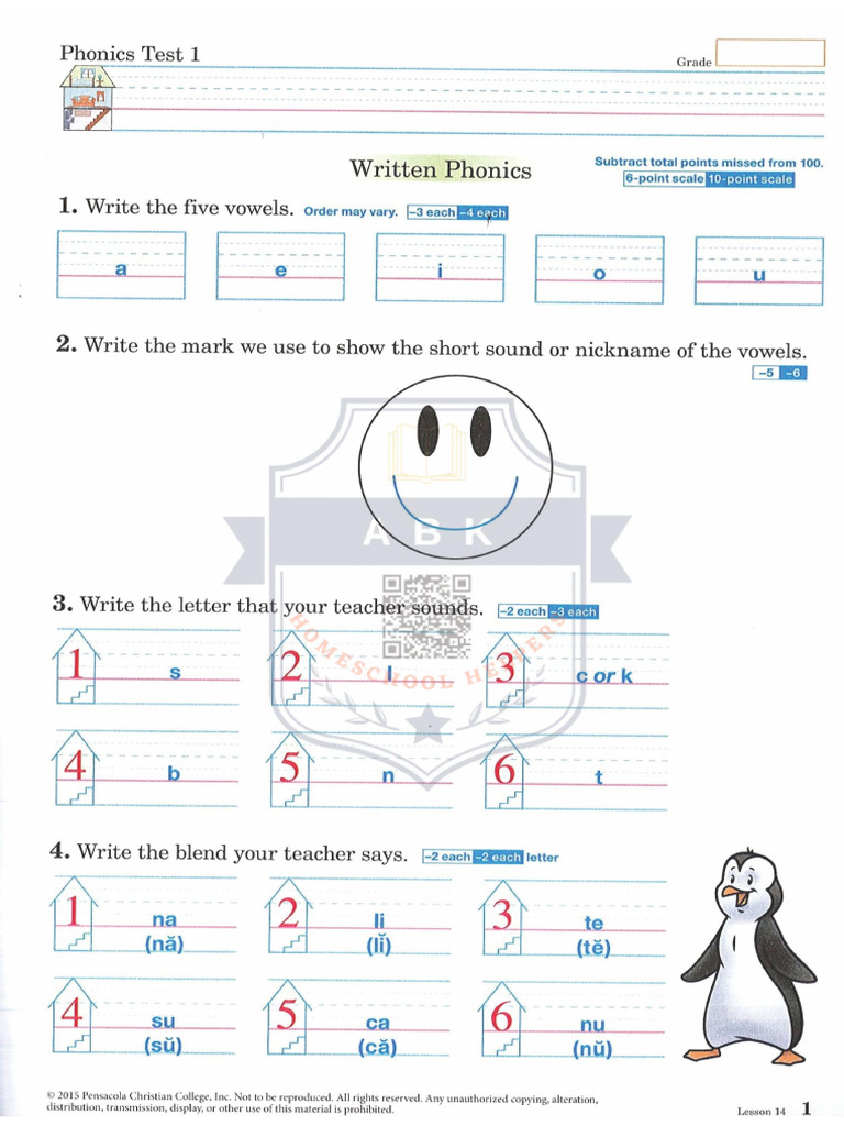 G1-Letters and Sounds-tests-Key | PDF