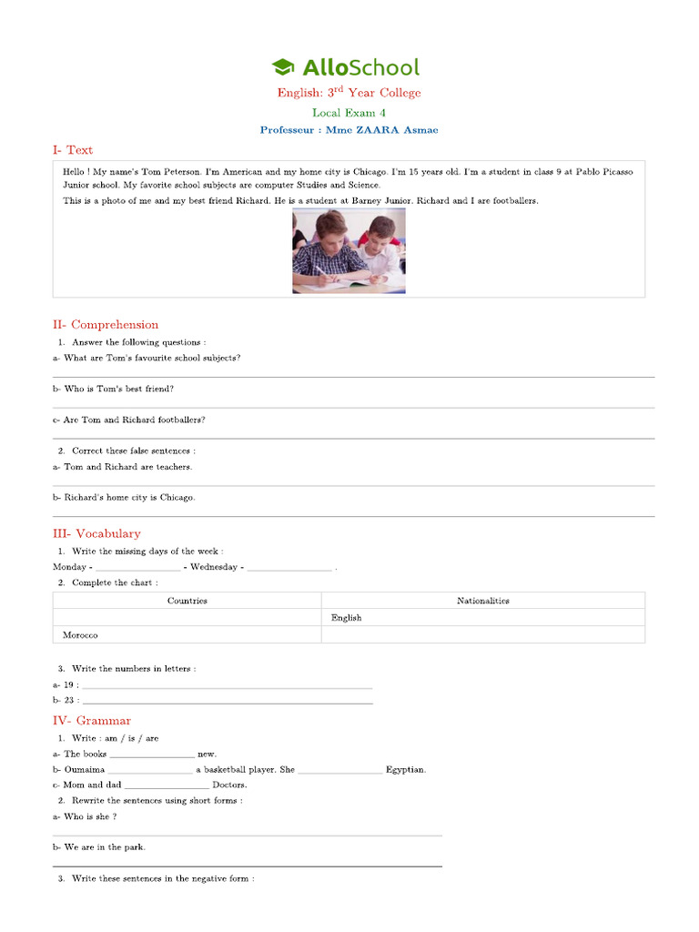 English 3rd Year | PDF