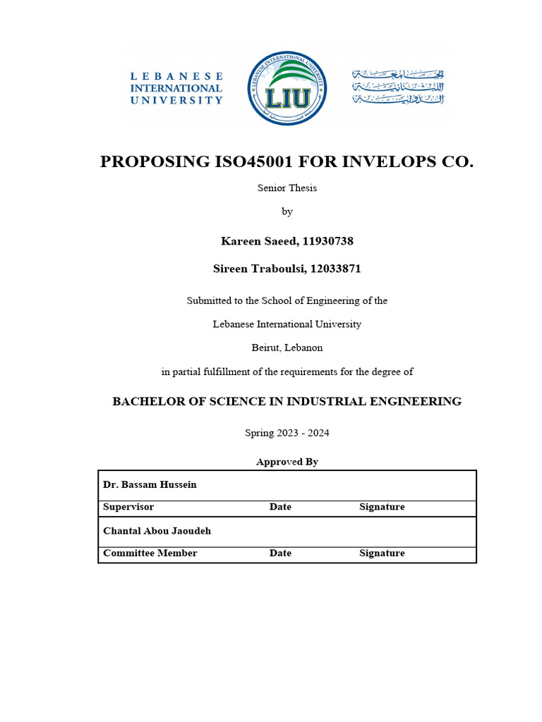 Senior Project | PDF | Occupational Safety And Health | Occupational Safety And Health ...