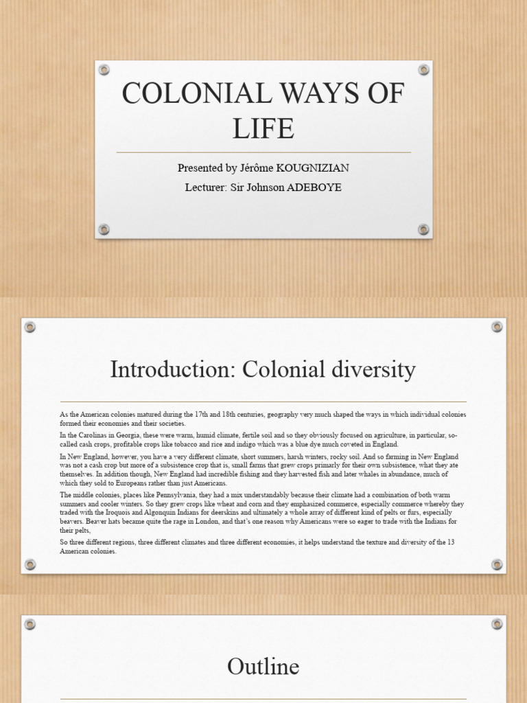 COLONIAL WAYS OF LIFE | PDF | Thirteen Colonies | Colonial History Of ...