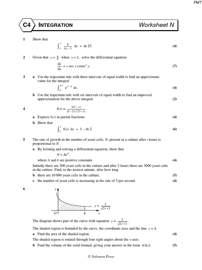 C4 Integration N - Questions | Download Free PDF | Integral | Equations