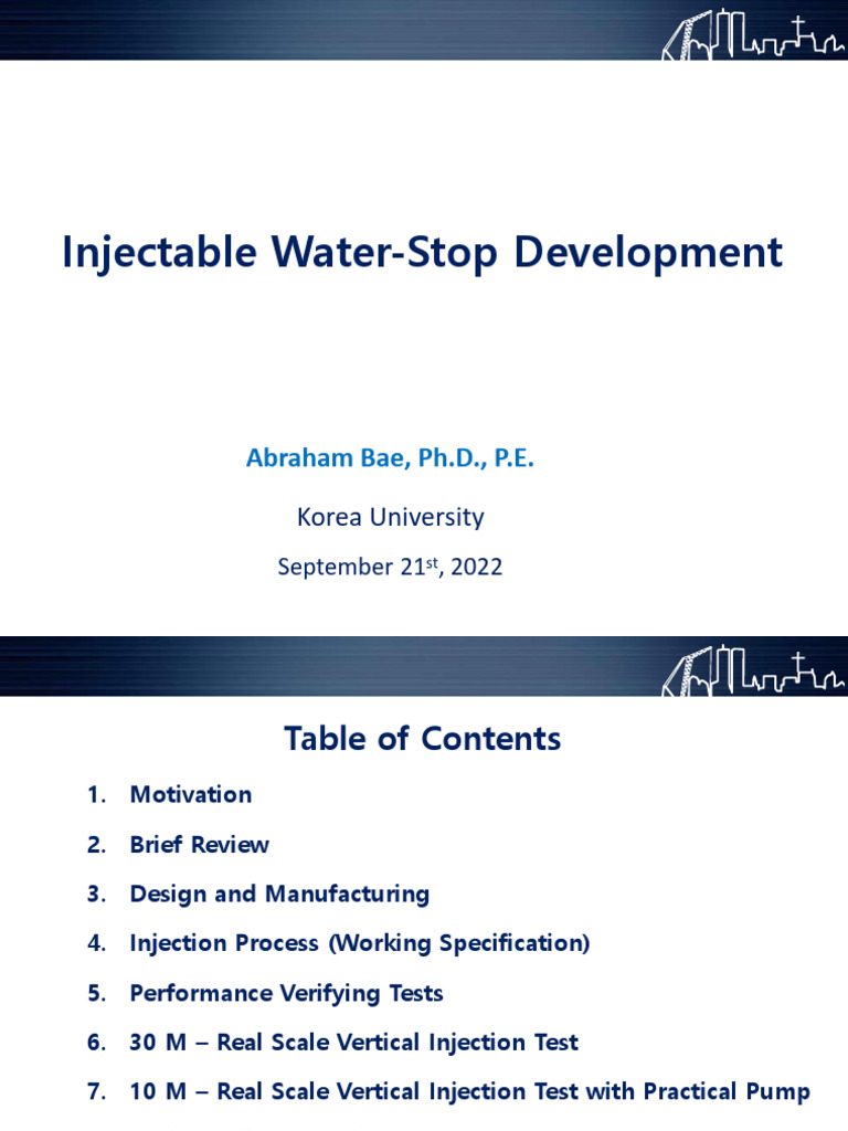 Injectable Water-Stop for Engineers | PDF | Concrete | Polyurethane