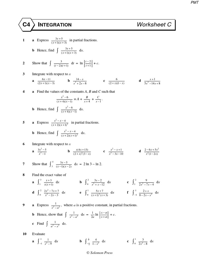 C4 Integration C - Questions | PDF | Mathematics | Mathematical Analysis