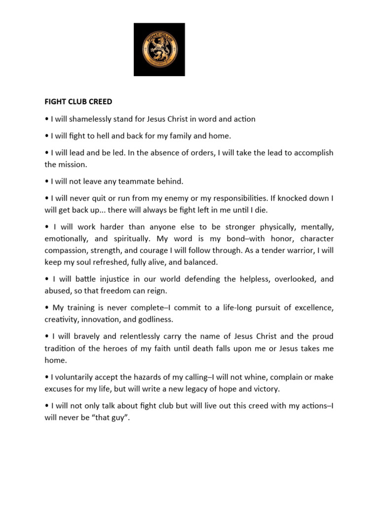 FIGHT CLUB CREED | PDF
