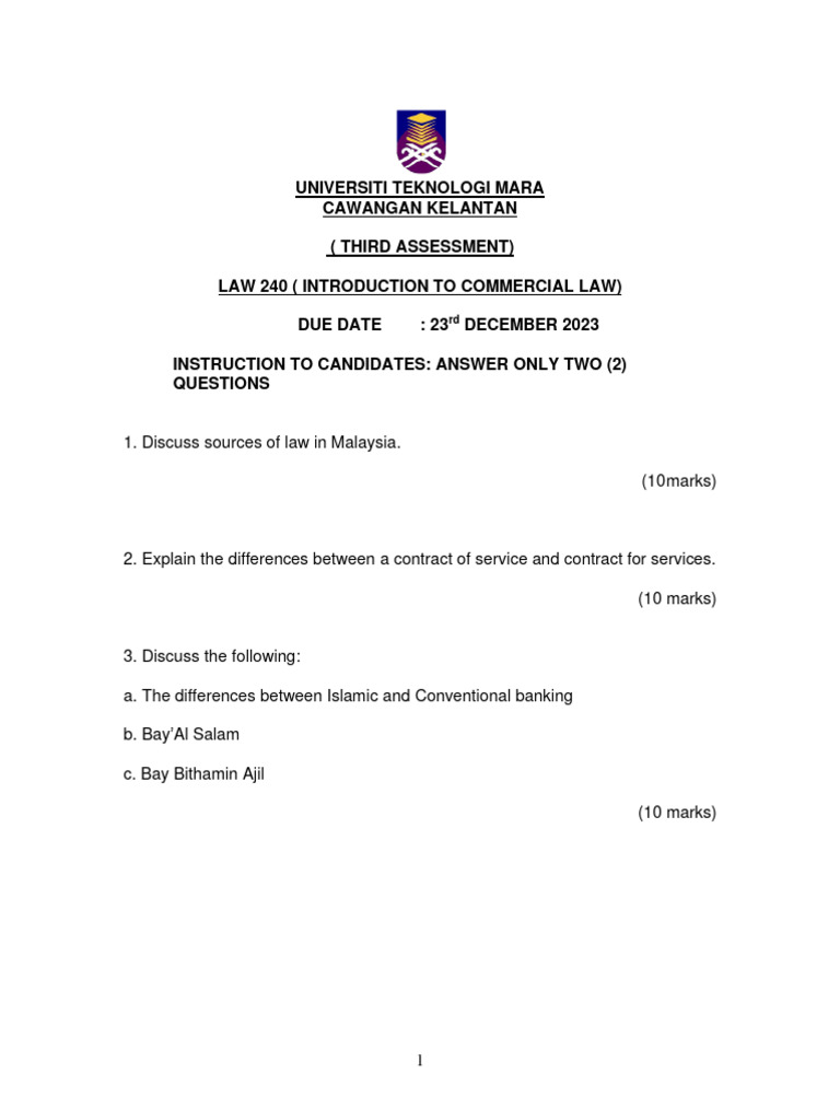 LAW 240 Assessment: Key Topics | PDF