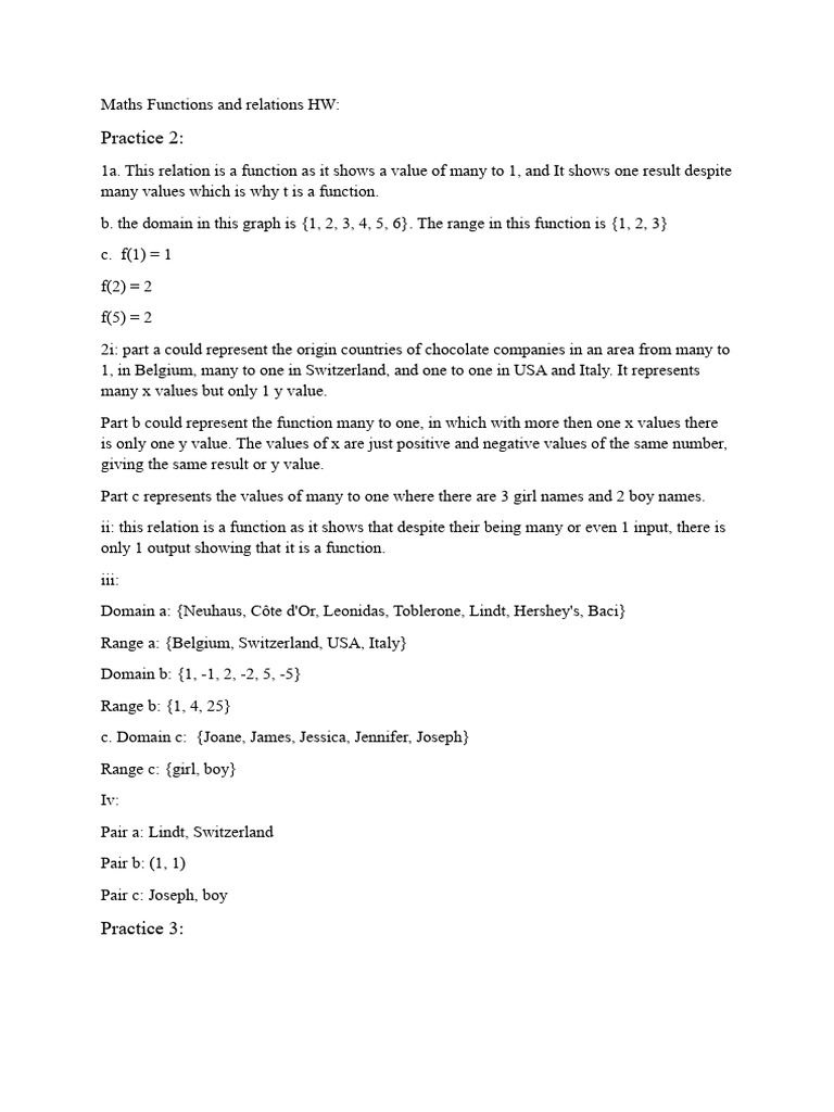 Maths Functions and Relations HW (Incase Any1 From My Class Wants Them) | PDF | Function ...