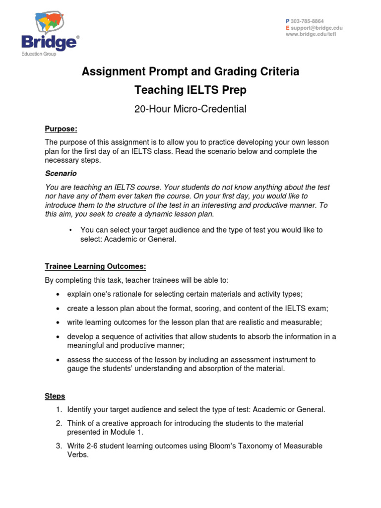Teaching IELTS Prep - Assignment Prompt and Grading Criteria | Download ...
