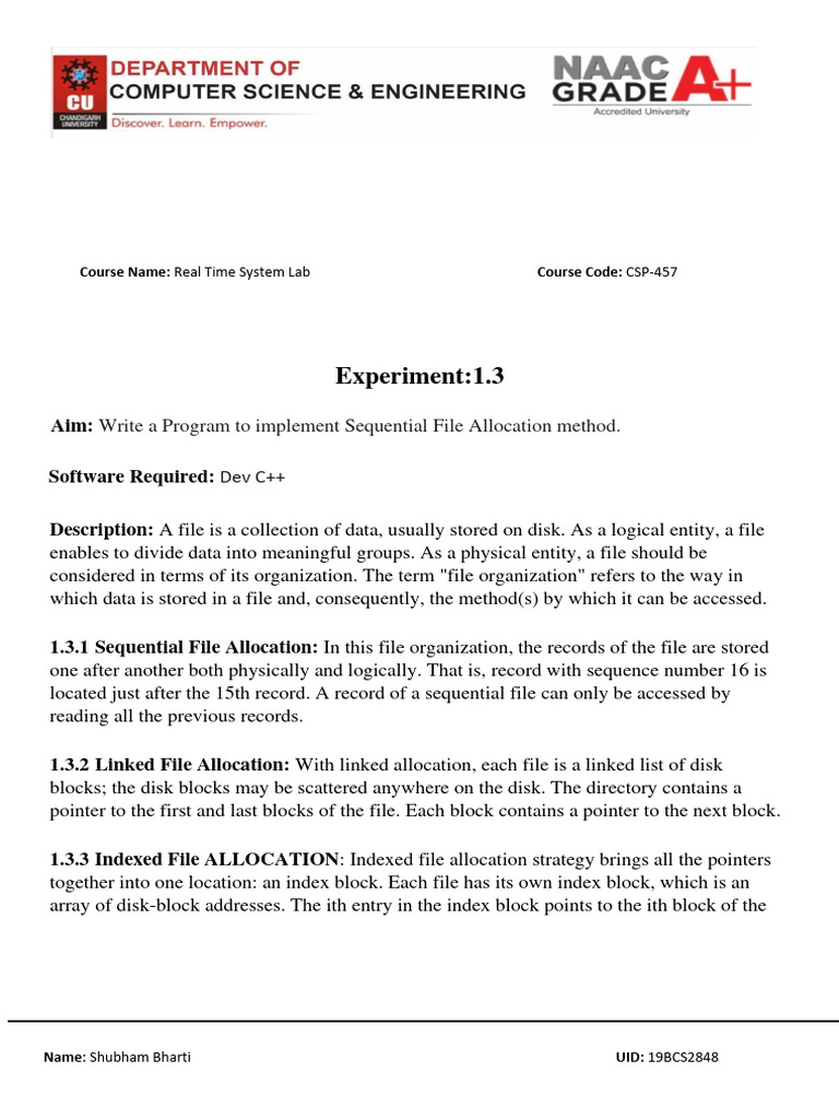 19bcs2848 RTS-1.3 | PDF | Pointer (Computer Programming) | Computer File