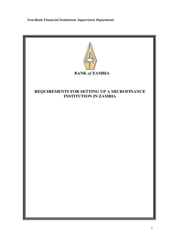 Requirement For Setting Up A Microfinance Institution | PDF | Banks | License