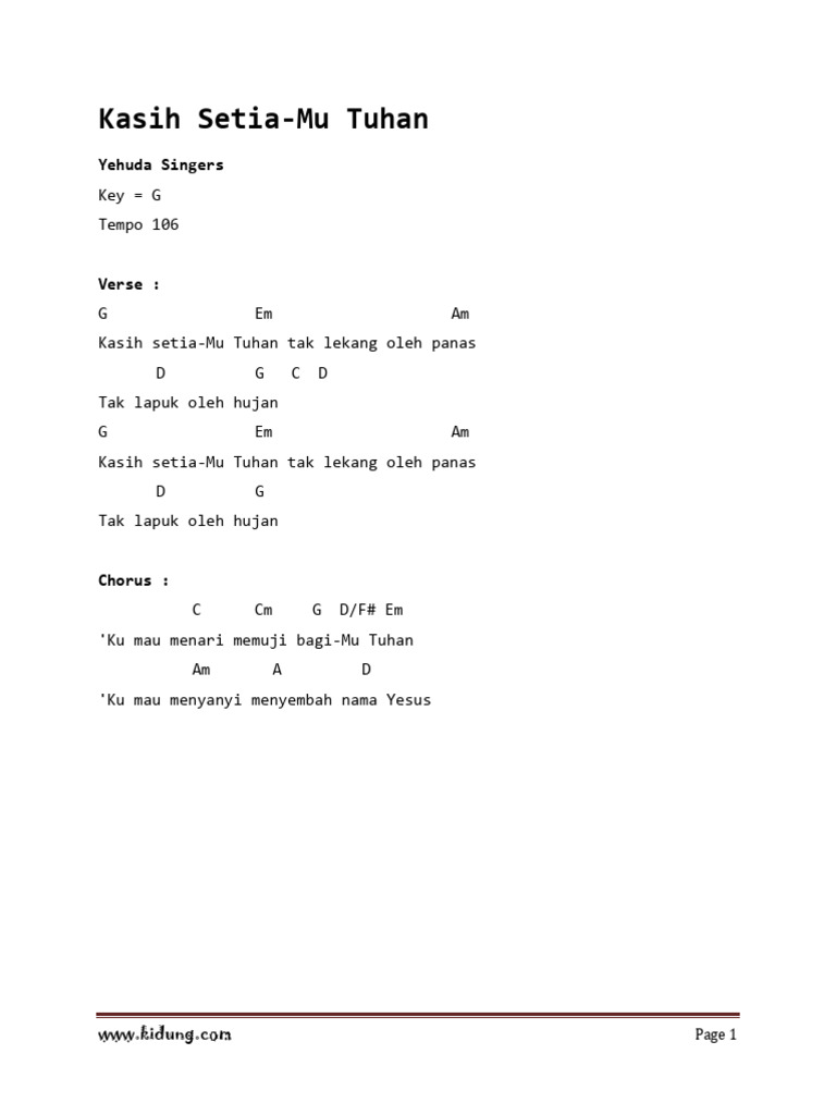 Kasih Setia-Mu Tuhan - Lirik | PDF